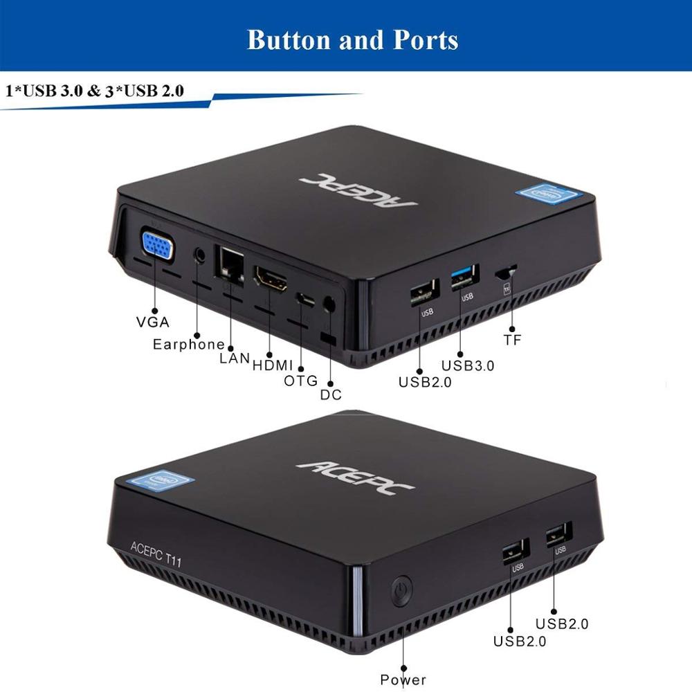 Mini pc, Windows 10, Quad Core z8350, TV Box, RAM 4GB, Smart TV BOX ...